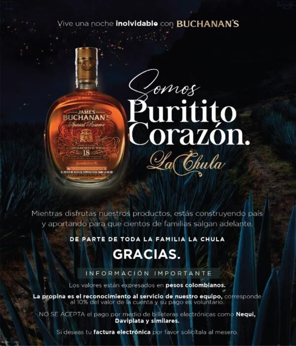 Carta La Chula Zona T - La Chula
